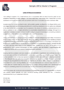 Academic LOR Samples and Examples in PDF format for Study Abroad