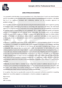 Professional LOR Samples and Examples in PDF format for Study Abroad