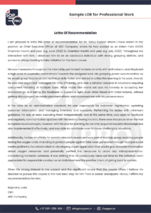 Professional LOR Samples and Examples in PDF format for Study Abroad