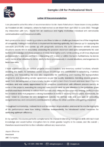 Professional LOR Samples and Examples in PDF format for Study Abroad