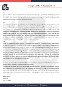 Professional LOR Samples and Examples in PDF format for Study Abroad